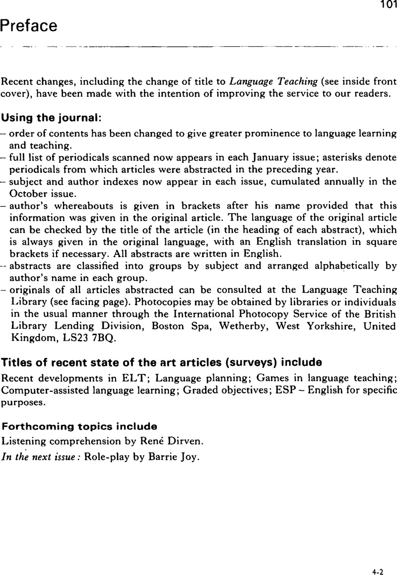 Preface | Language Teaching | Cambridge Core