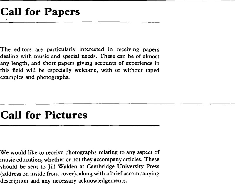 Call for Papers | British Journal of Music Education | Cambridge Core