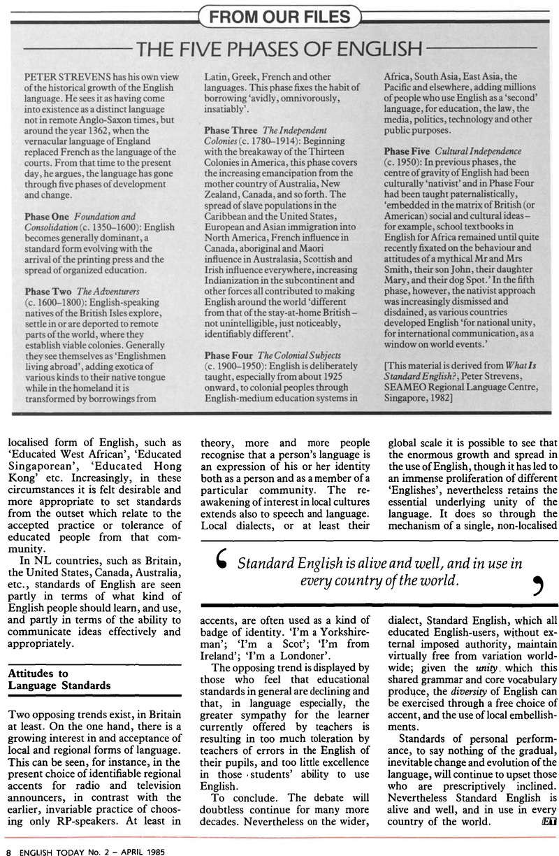 The Five Phases of English | English Today | Cambridge Core