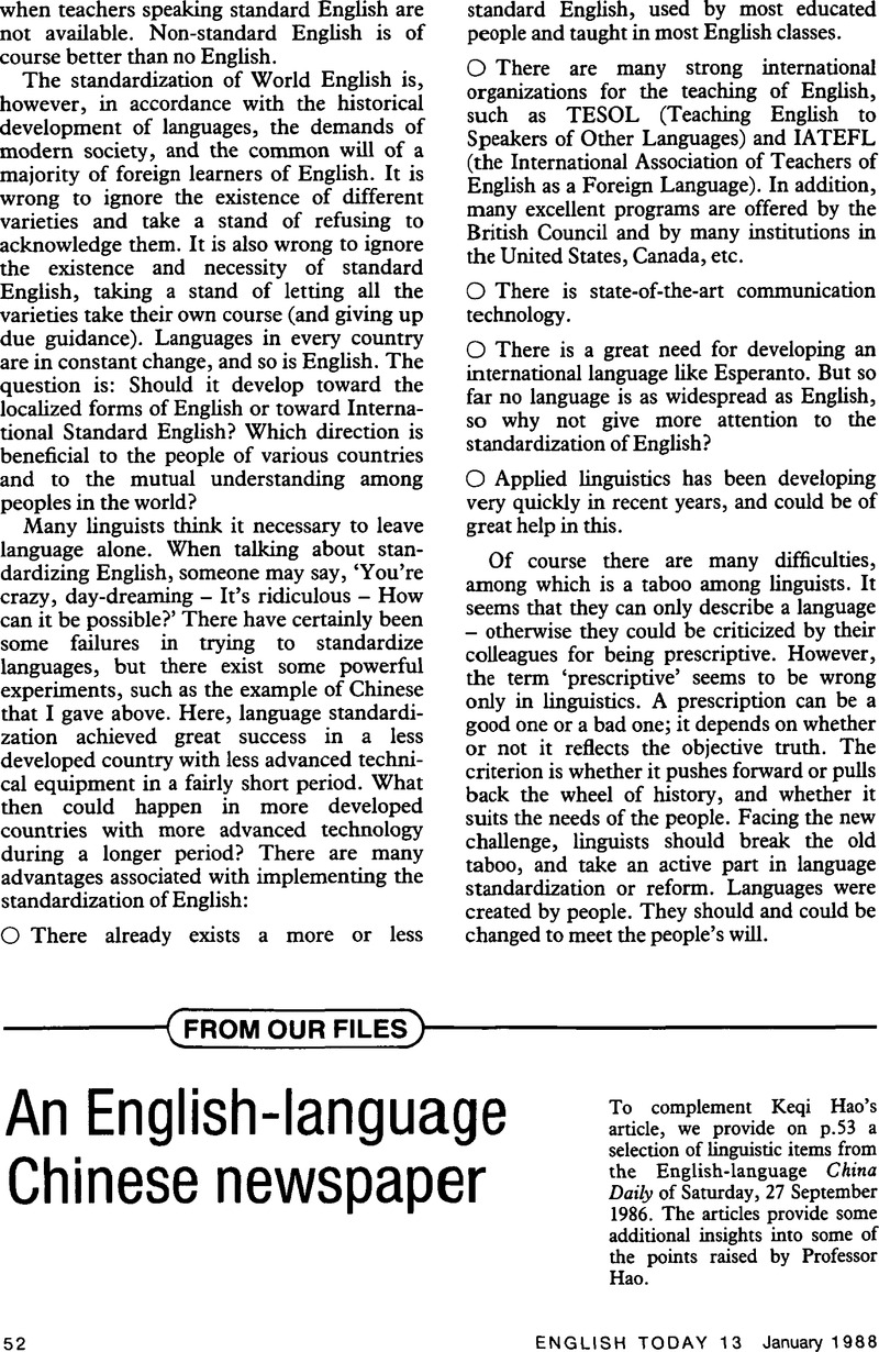 An English-language Chinese newspaper | English Today | Cambridge Core