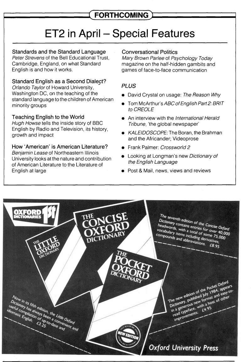 ET2 in April — Special Features | English Today | Cambridge Core