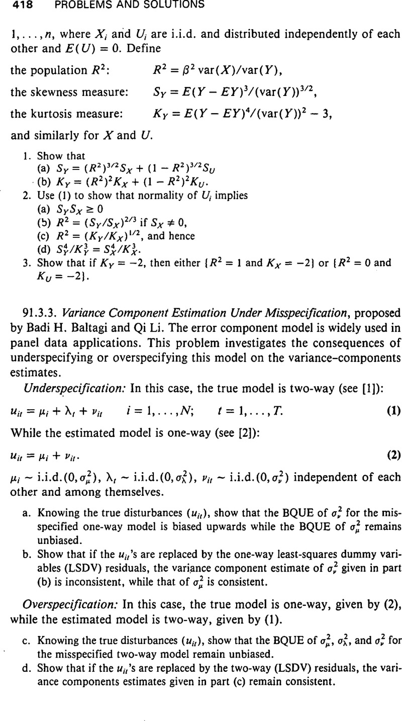 Variance Component Estimation Under Misspecification Econometric Theory Cambridge Core