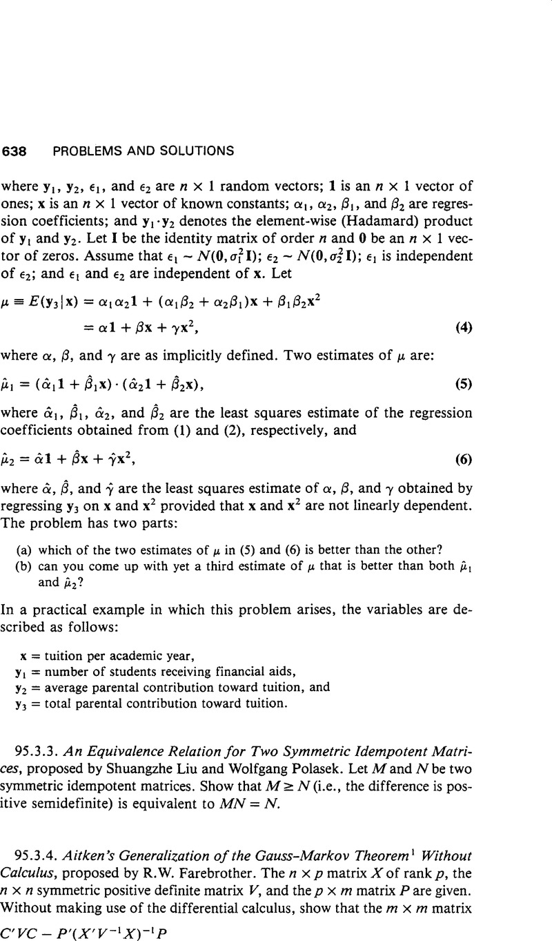 An Equivalence Relation For Two Symmetric Idempotent Matrices Econometric Theory Cambridge Core