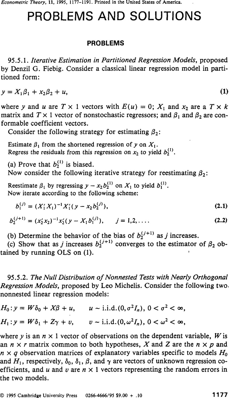 The Null Distribution Of Nonnested Tests With Nearly Orthogonal Regression Models Econometric