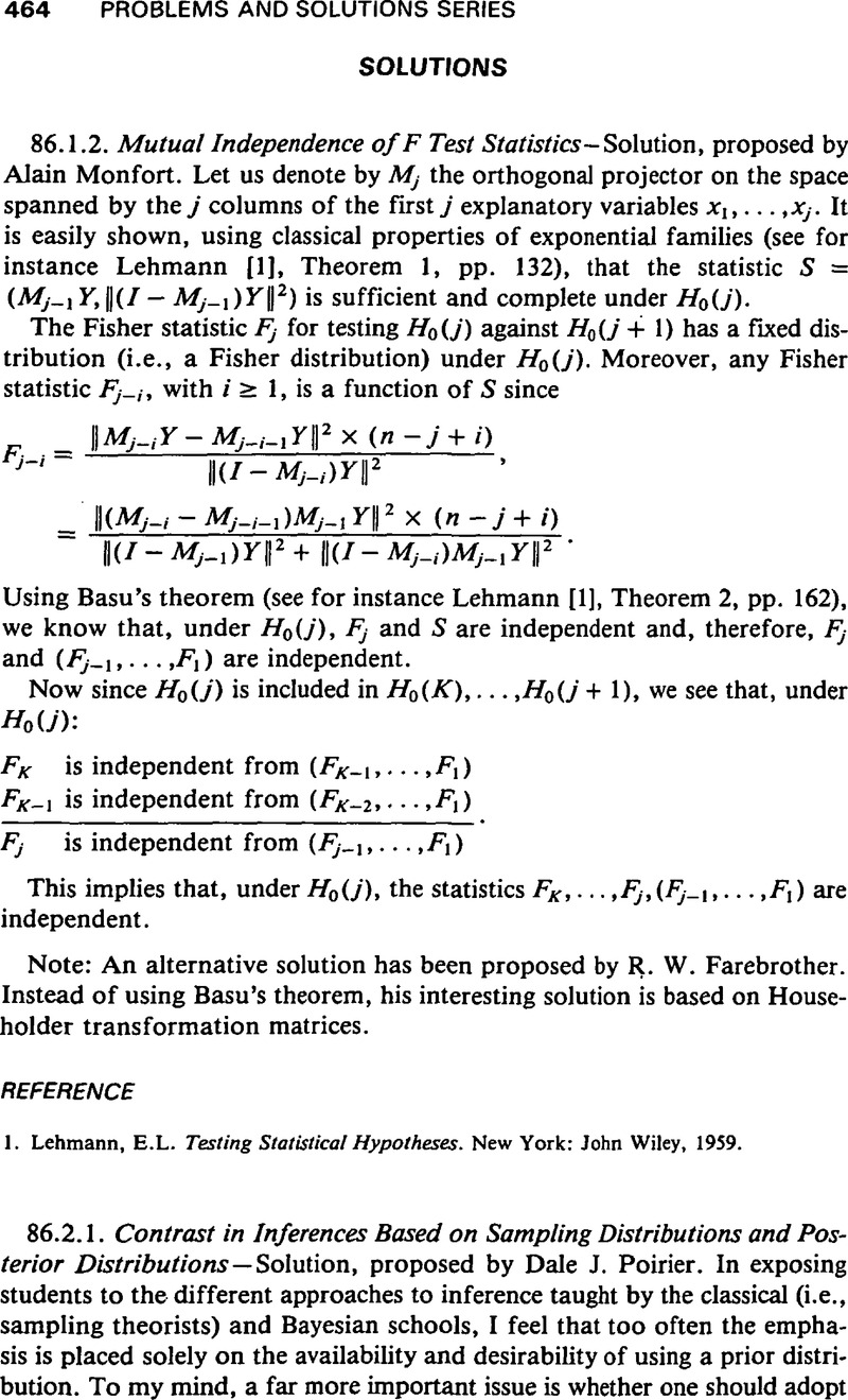Mutual Independence off Test Statistics–Solution | Econometric Theory ...
