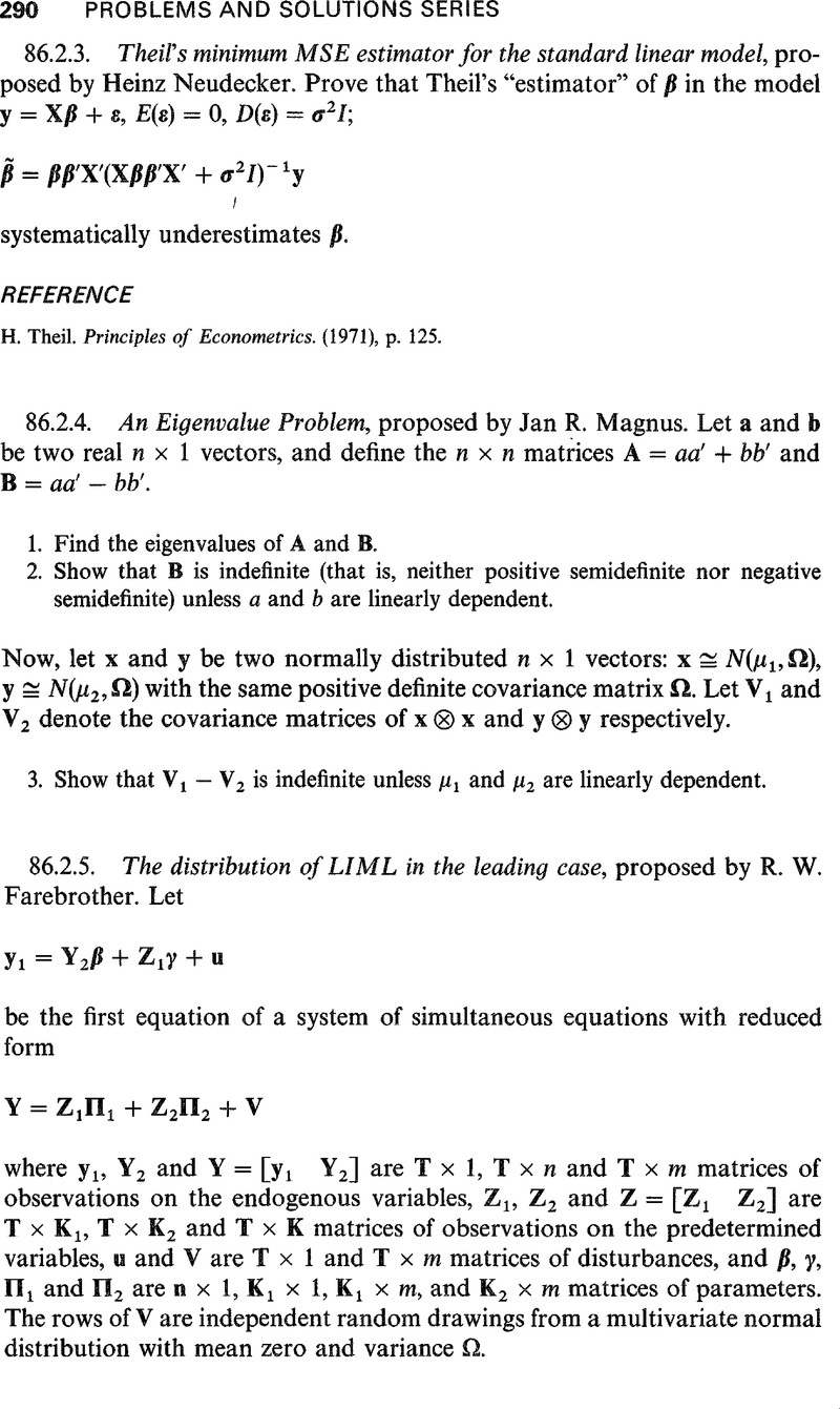 Theil S Minimum Mse Estimator For The Standard Linear Model Econometric Theory Cambridge Core
