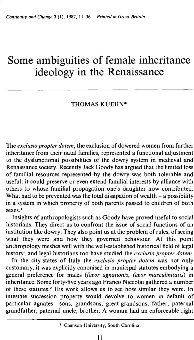 Some ambiguities of female inheritance ideology in the Renaissance ...