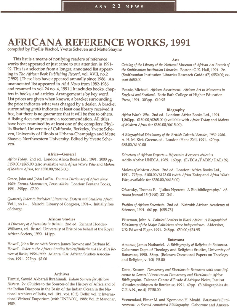 Africana Reference Works, 1991 | ASA News | Cambridge Core