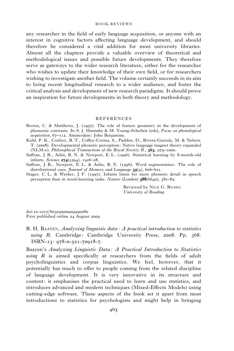 R. H. Baayen, Analyzing linguistic data: A practical introduction to ... R. H. Baayen, Analyzing linguistic data: A practical introduction to ...