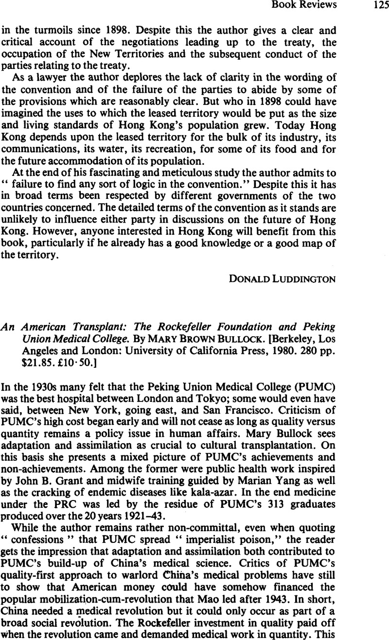 An American Transplant: The Rockefeller Foundation and Peking Union ...