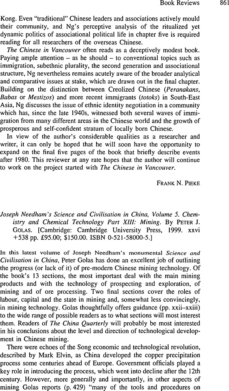 Joseph Needham's Science and Civilisation in China, Volume 5. Chemistry ...