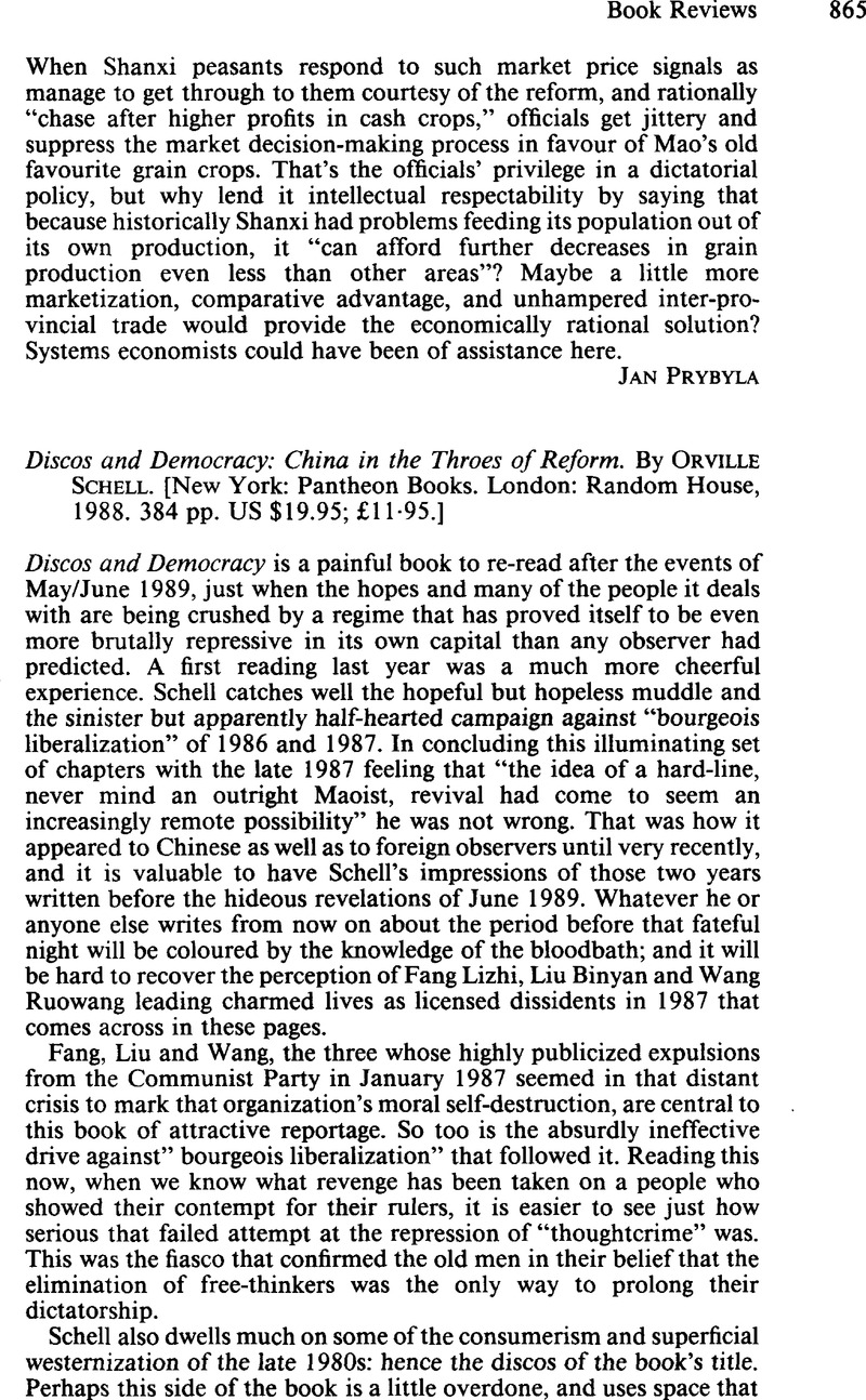 Discos and Democracy: China in the Throes of Reform. By Orville Schell ...
