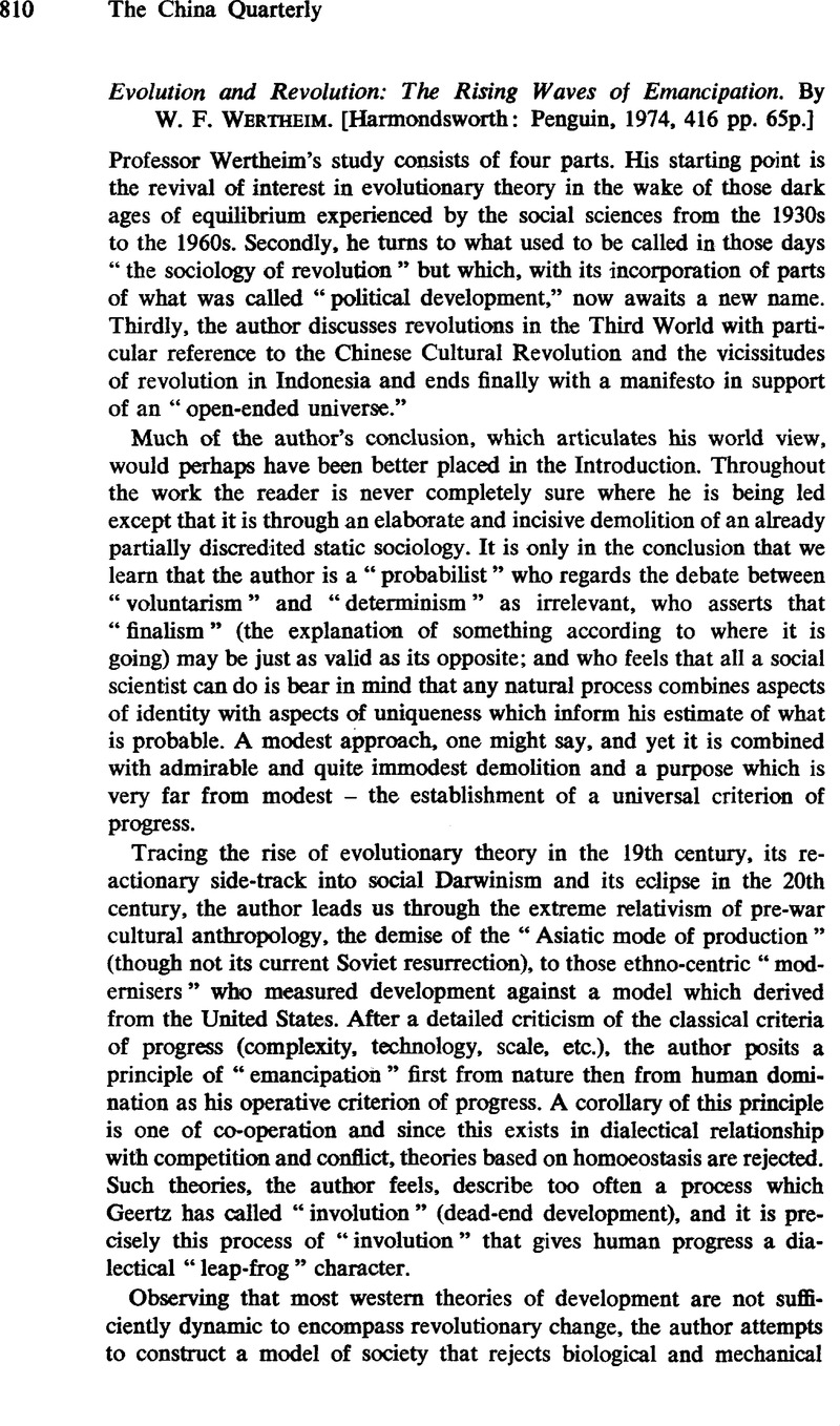 Evolution and Revolution: The Rising Waves of Emancipation. By W. F ...