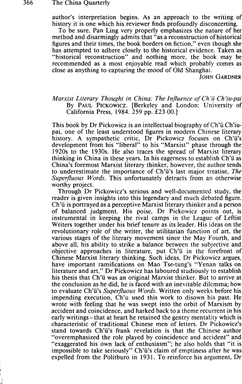 Marxist Literary Thought in China: The Influence of Ch'ü Ch'iu-pai By ...