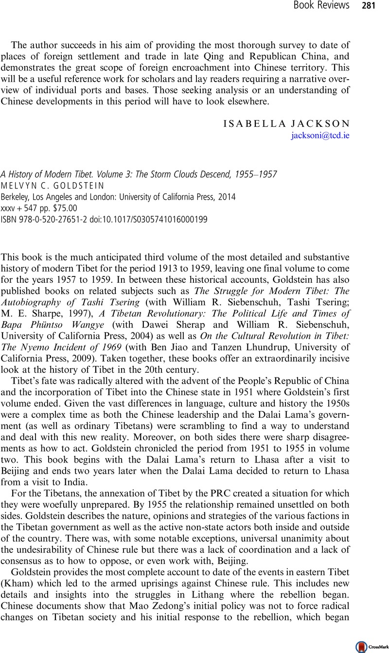 A History of Modern Tibet. Volume 3: The Storm Clouds Descend, 1955 ...