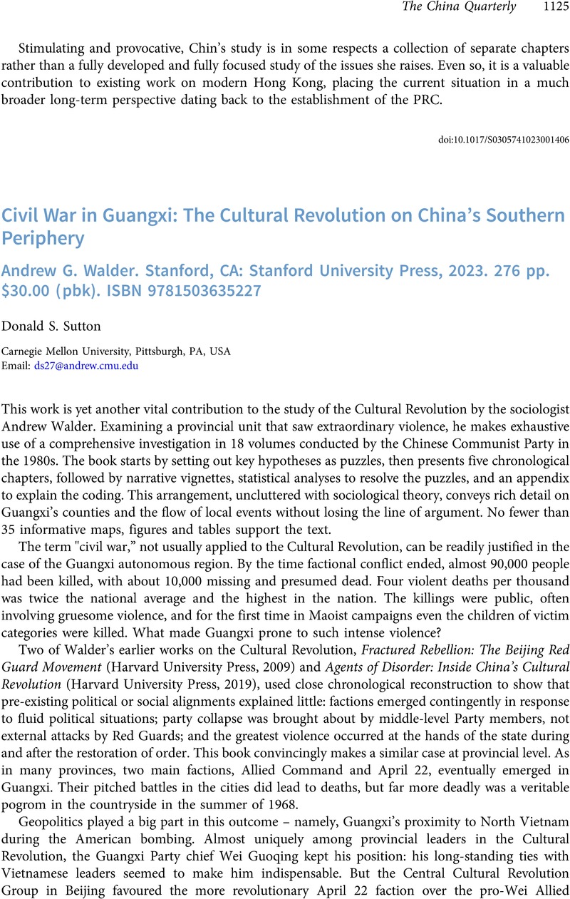 Civil War in Guangxi: The Cultural Revolution on China's Southern ...