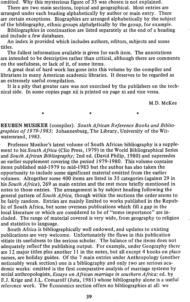 Reuben Musiker (compiler). South African Reference Books and ...
