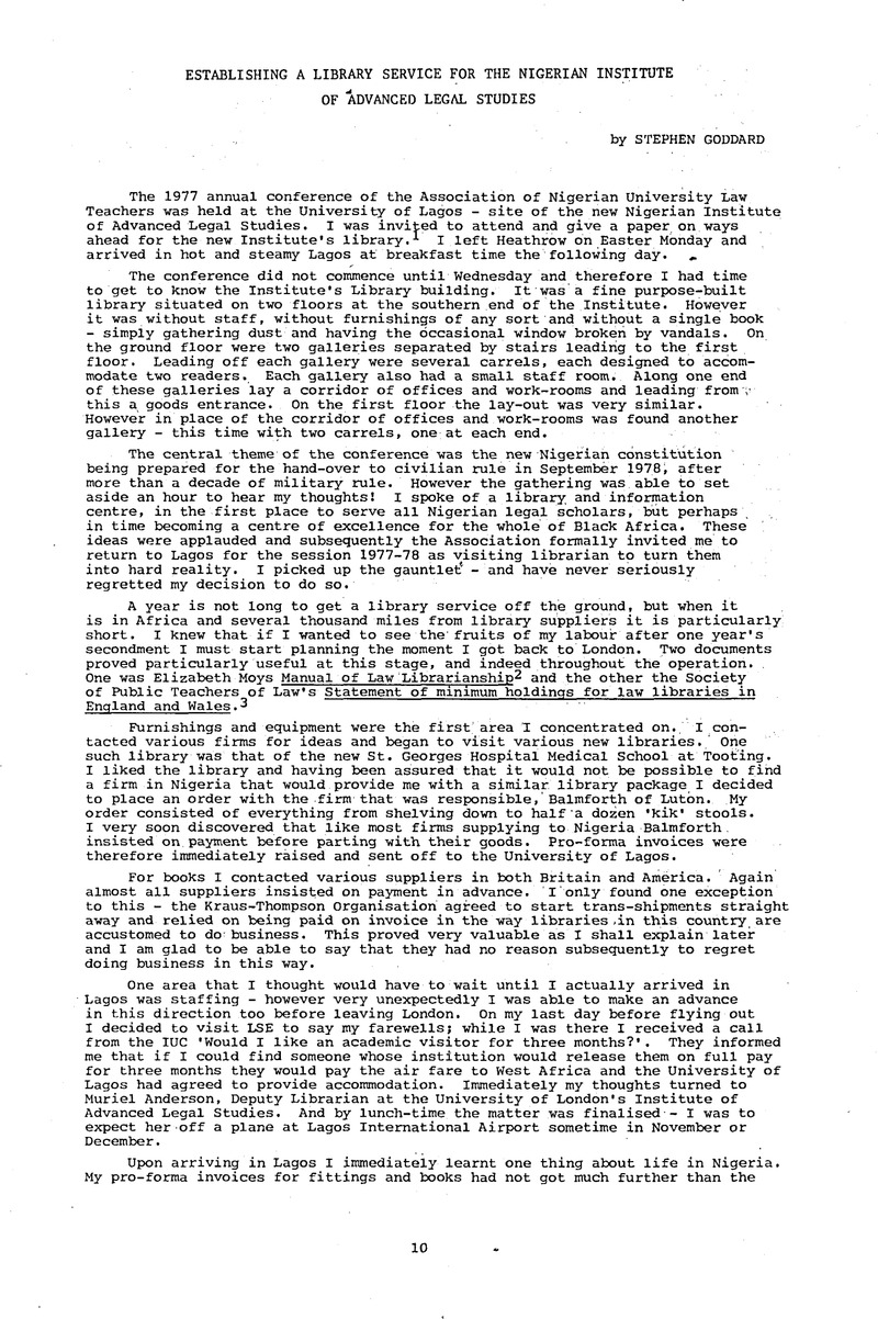 Establishing a Library Service for the Nigerian Institute of Advanced ...