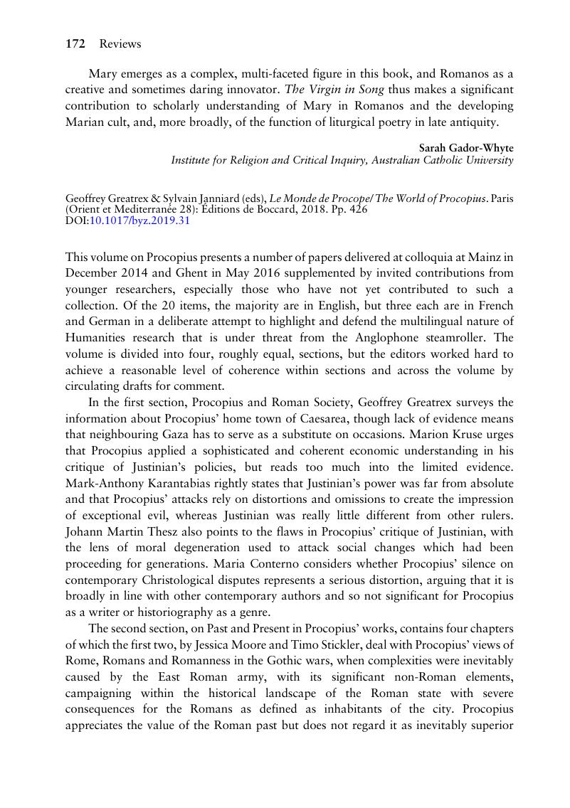 Geoffrey Greatrex & Sylvain Janniard (eds), Le Monde de Procope/ The ...