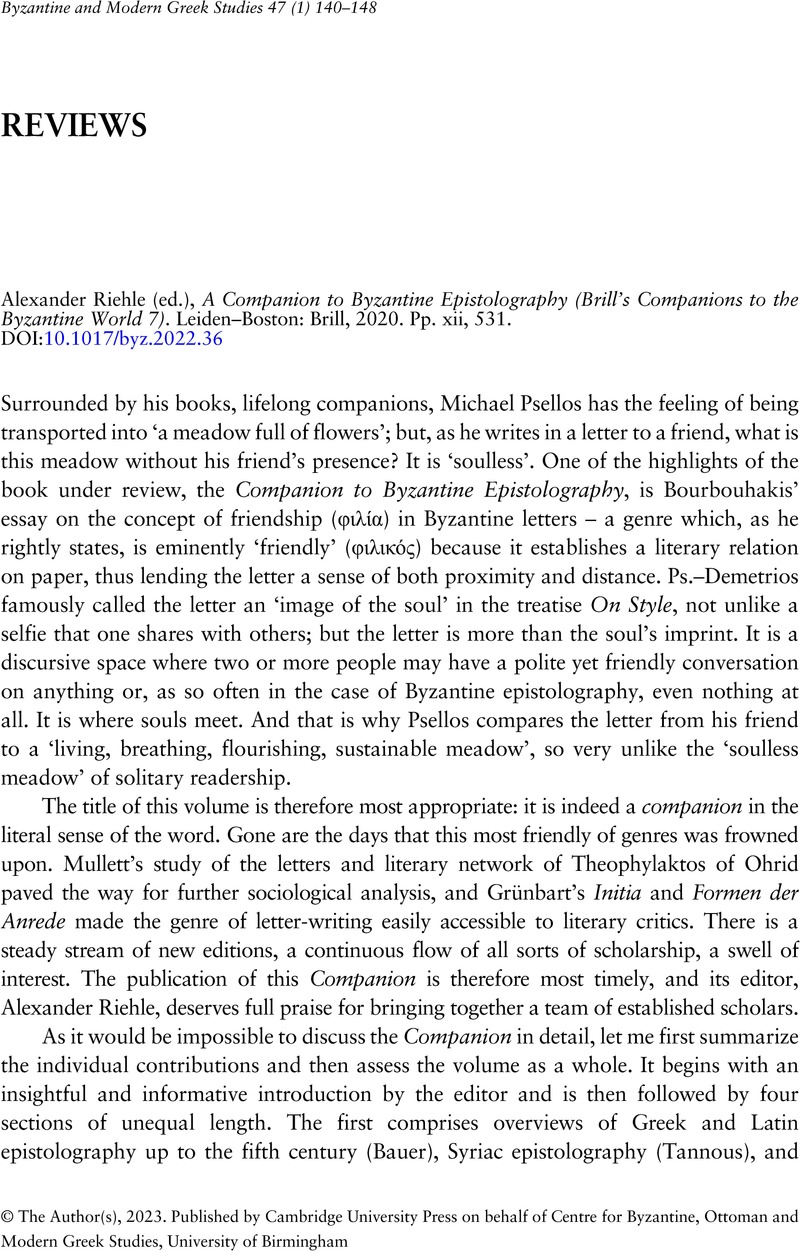 Alexander Riehle (ed.), A Companion to Byzantine Epistolography (Brill ...