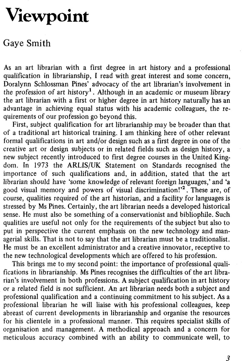 Viewpoint | Art Libraries Journal | Cambridge Core