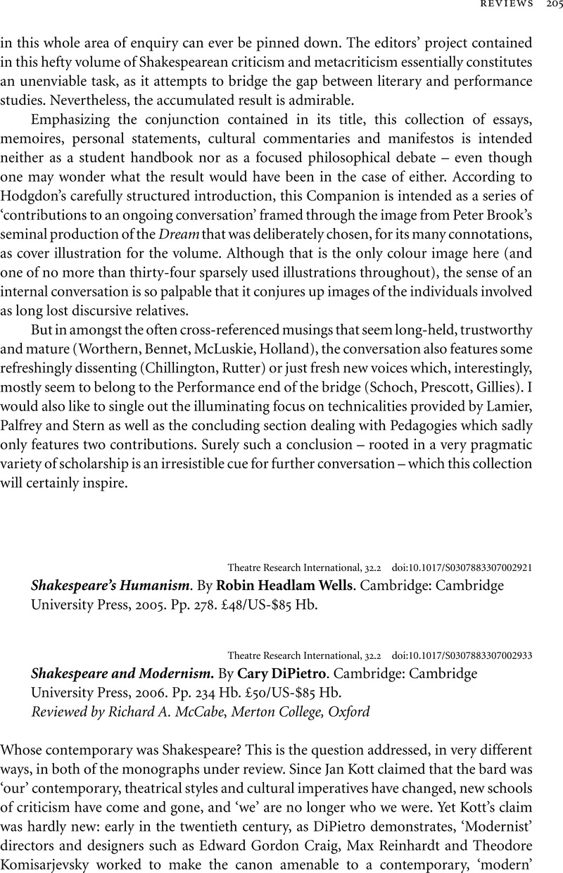 Shakespeare's Humanism. By Robin Headlam Wells. Cambridge: Cambridge ...