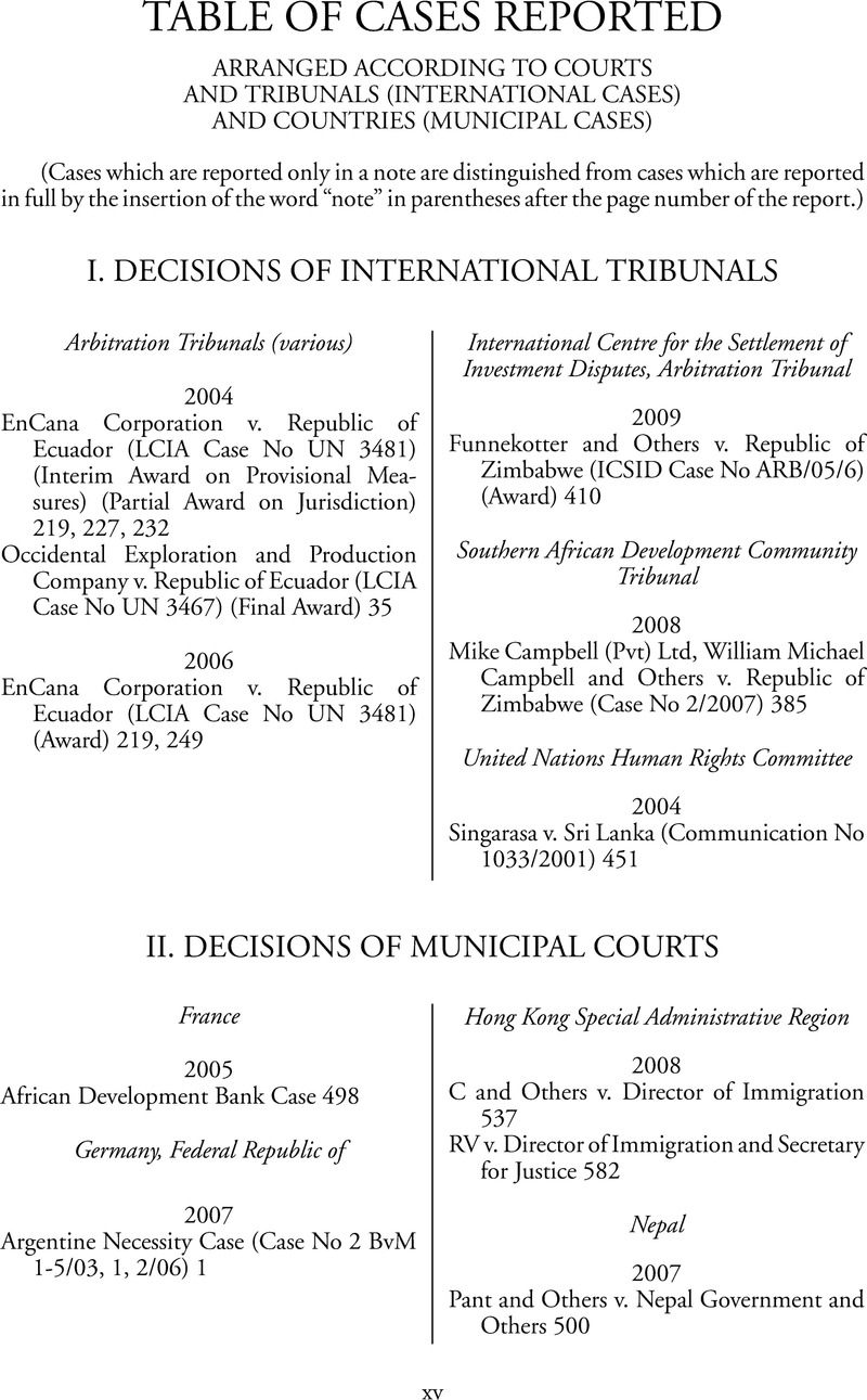 Table of Cases Reported: Arranged According to Courts and Tribunals ...