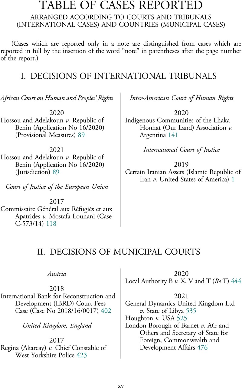 Table of Cases Reported: Arranged According to Courts and Tribunals ...