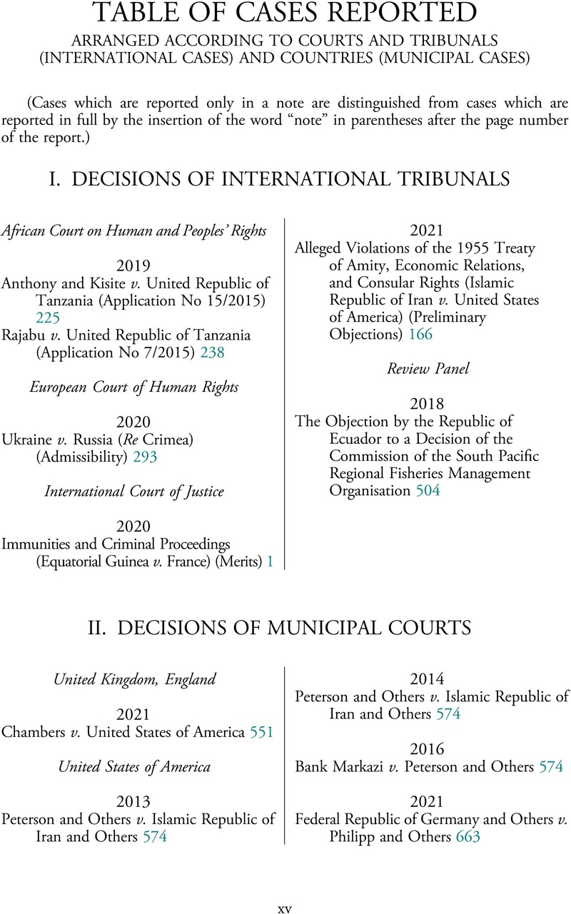 Table of Cases Reported: Arranged According to Courts and Tribunals ...
