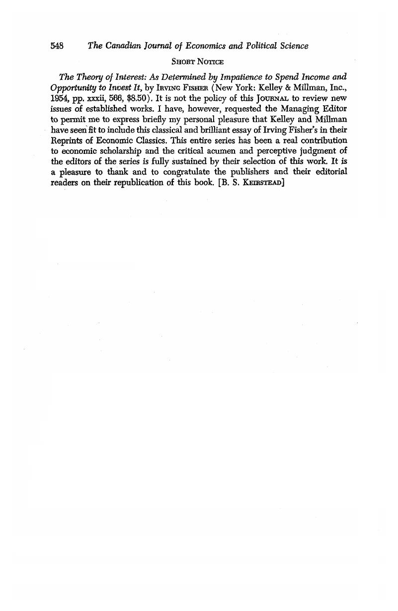 The Theory of Interest: As Determined by Impatience to Spend Income and ...