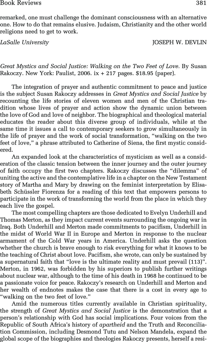 Great Mystics and Social Justice: Walking on the Two Feet of Love. By ...