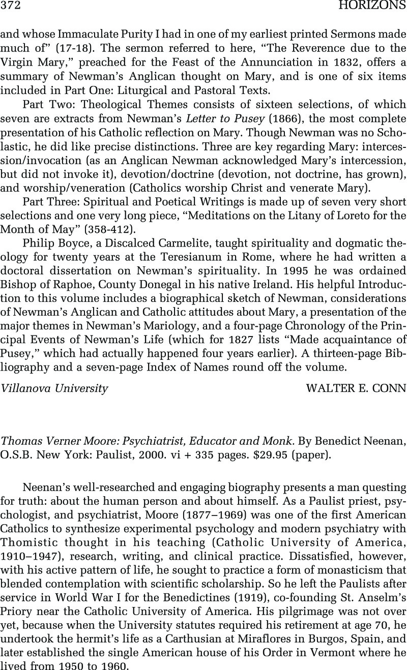 Thomas Verner Moore: Psychiatrist, Educator and Monk. By Benedict ...