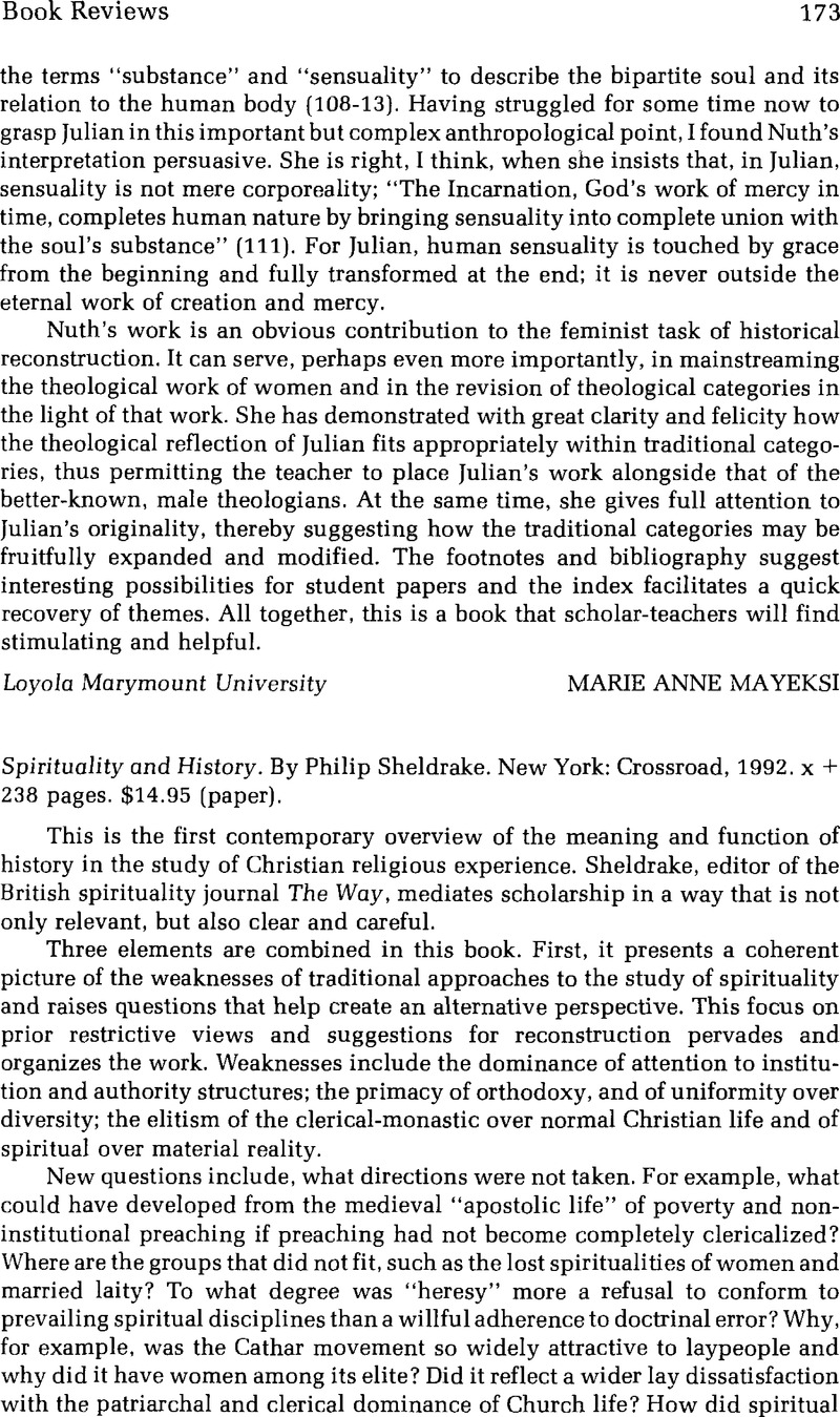 Spirituality and History. By Philip Sheldrake. New York: Crossroad ...