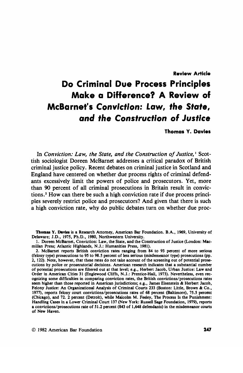 Do Criminal Due Process Principles Make a Difference? A Review of ...