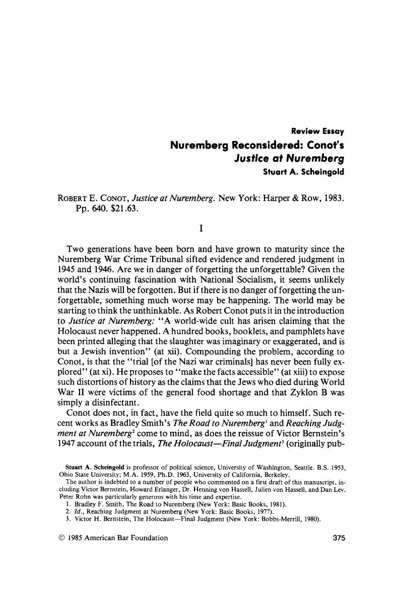 Nuremberg Reconsidered: Conot's Justice at Nuremberg | American Bar ...