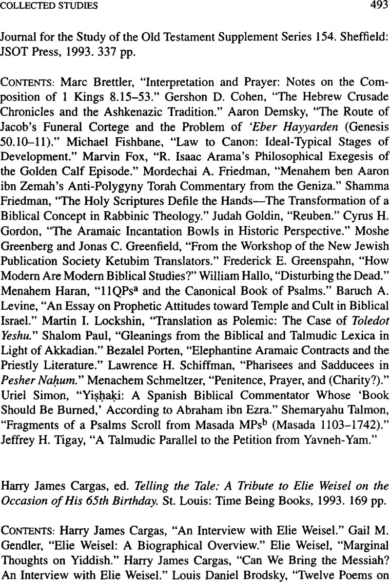 Cargas Harry James, ed. Telling the Tale: A Tribute to Elie Weisel on ...