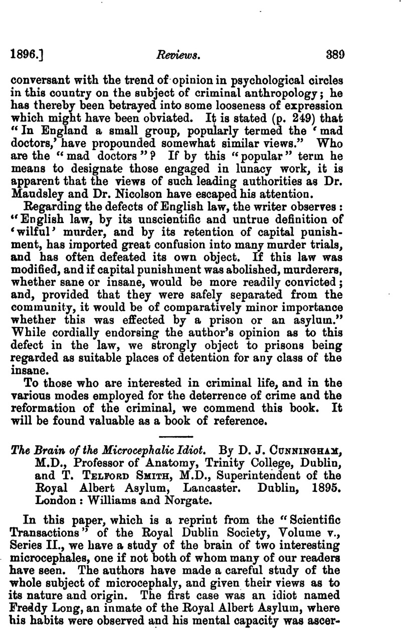 The Brain of the Microcephalic Idiot. By D. J. Cunningham, M.D ...