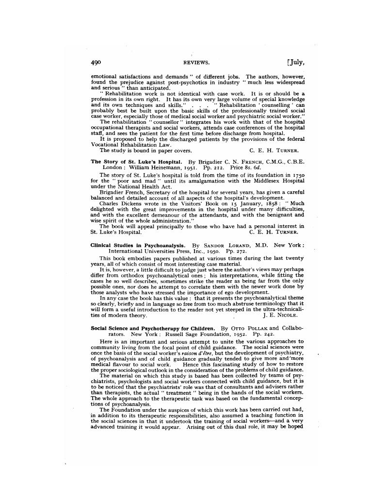 Social Science and Psychotherapy for Children. By Otto Pollak and ...