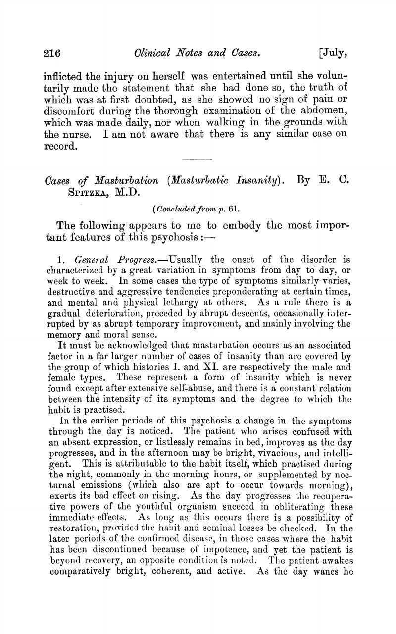 Cases of Masturbation (Masturbatic Insanity) | Journal of Mental ...