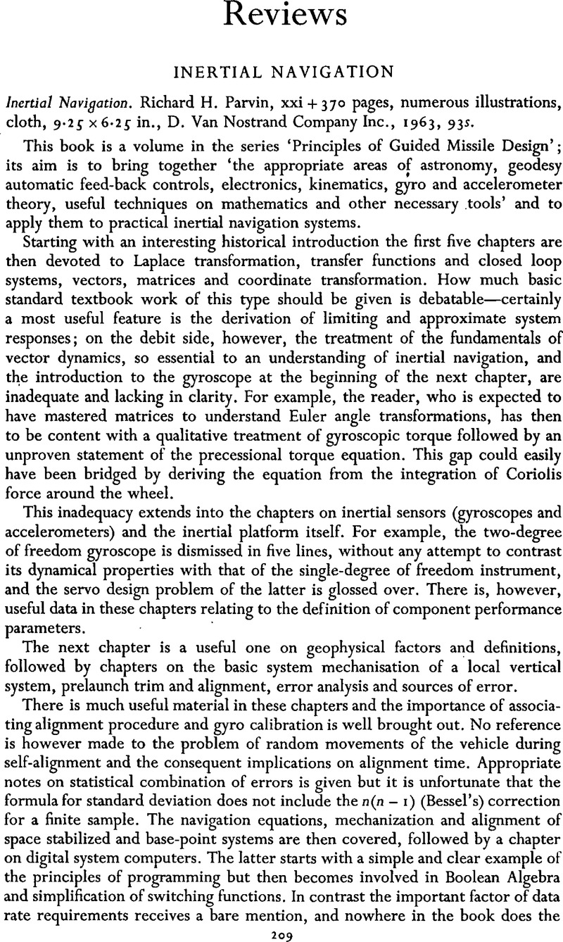 Inertial Navigation - Inertial Navigation. Richard H. Parvin, xxi + 370 ...