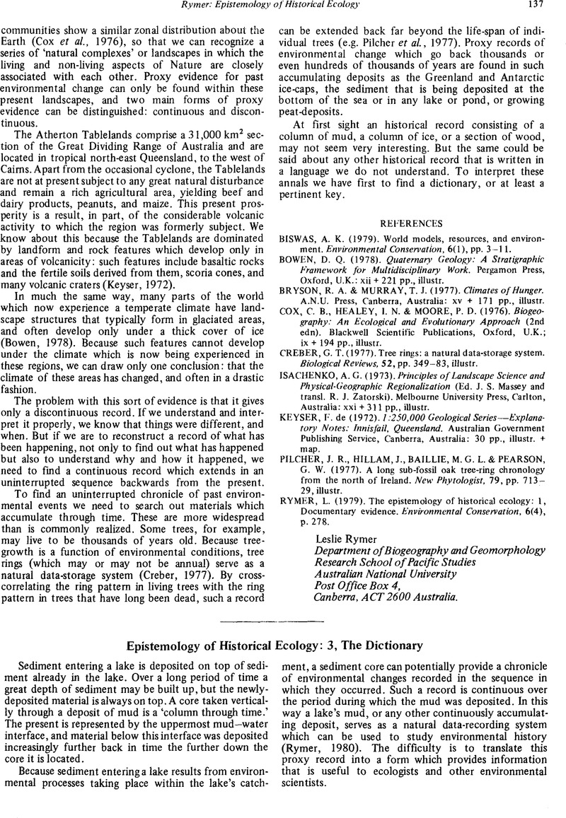 Epístemology of Historical Ecology: 3, The Dictionary | Environmental Conservation | Cambridge Core