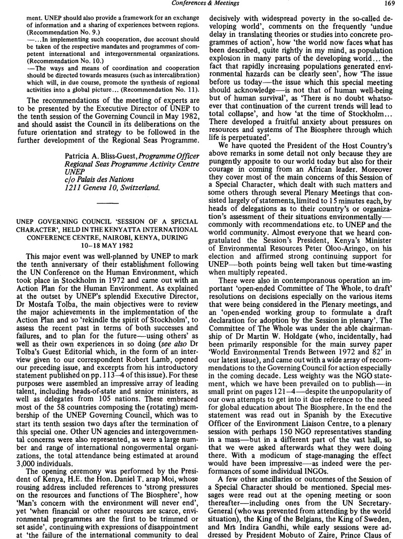 UNEP Governing Council ‘Session of a Special Character’, held in the ...