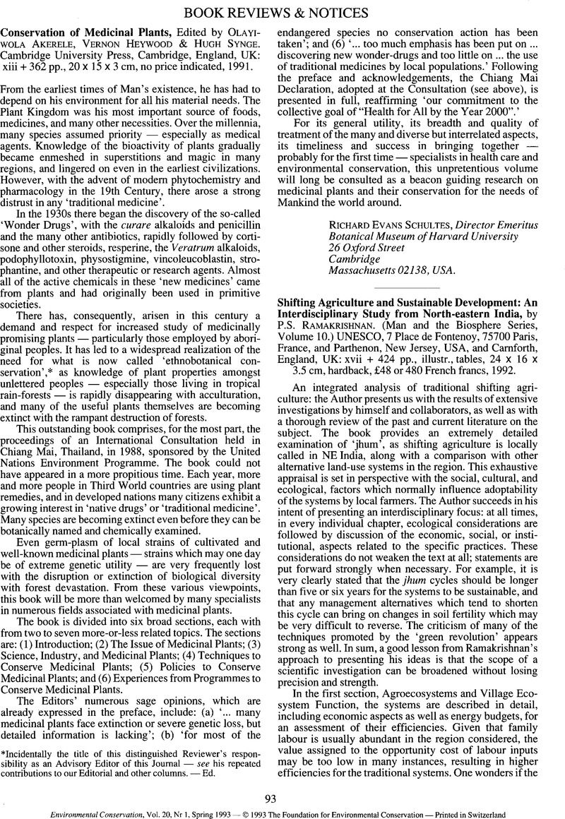 Conservation of Medicinal Plants, Edited by Olayiwola Akerele, Vernon ...