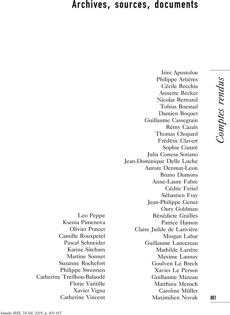 Jonathan Barbier et Antoine Mandret-Degeilh Le travail sur archives ...