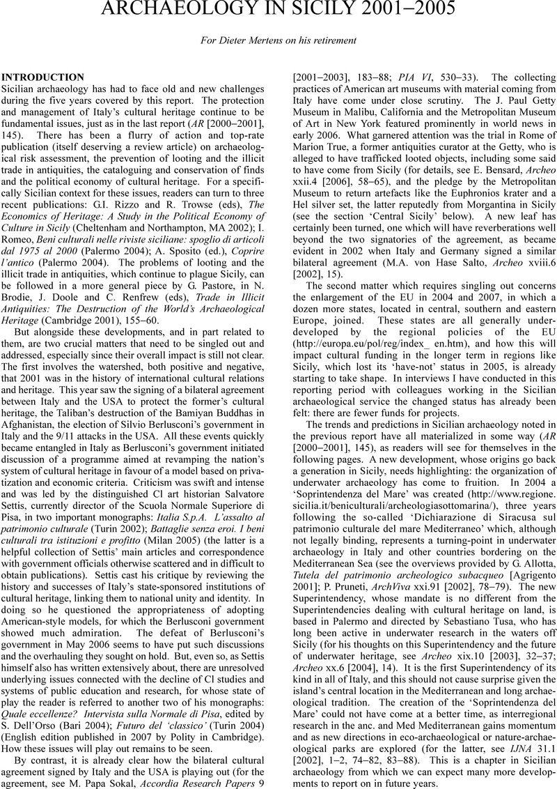 Introduction | Archaeological Reports | Cambridge Core