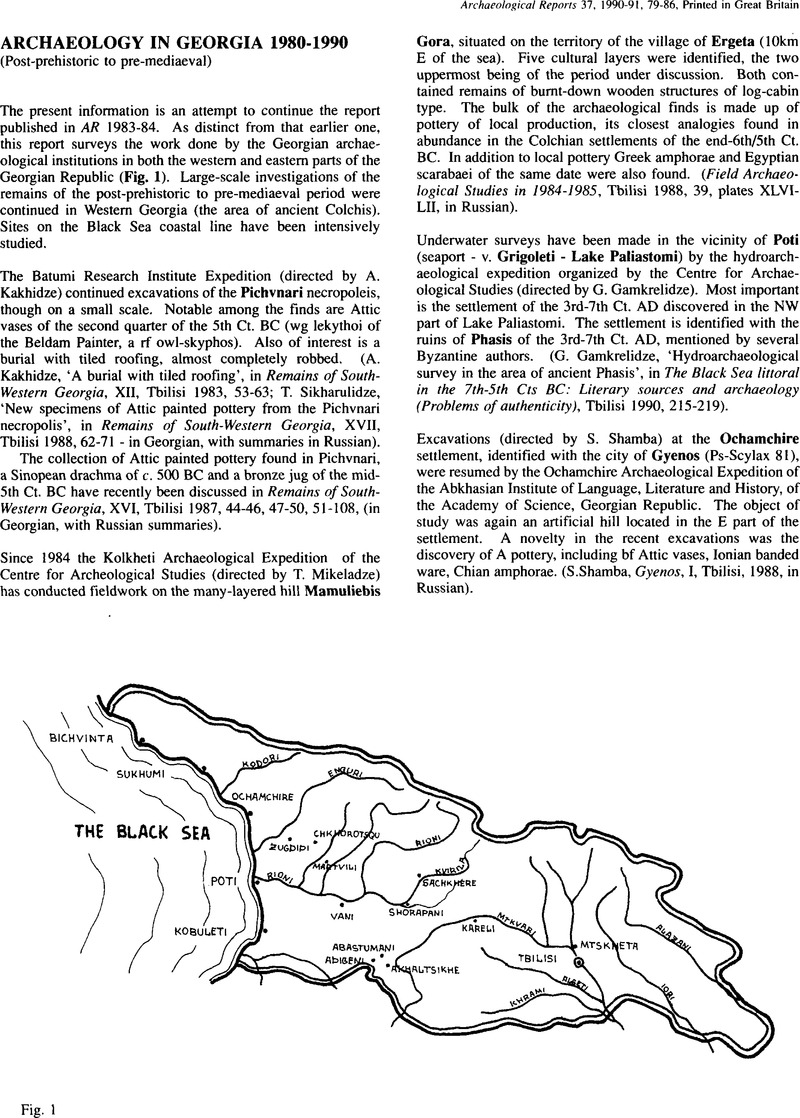 Archaeology in Georgia 1980-1990 | Archaeological Reports | Cambridge Core