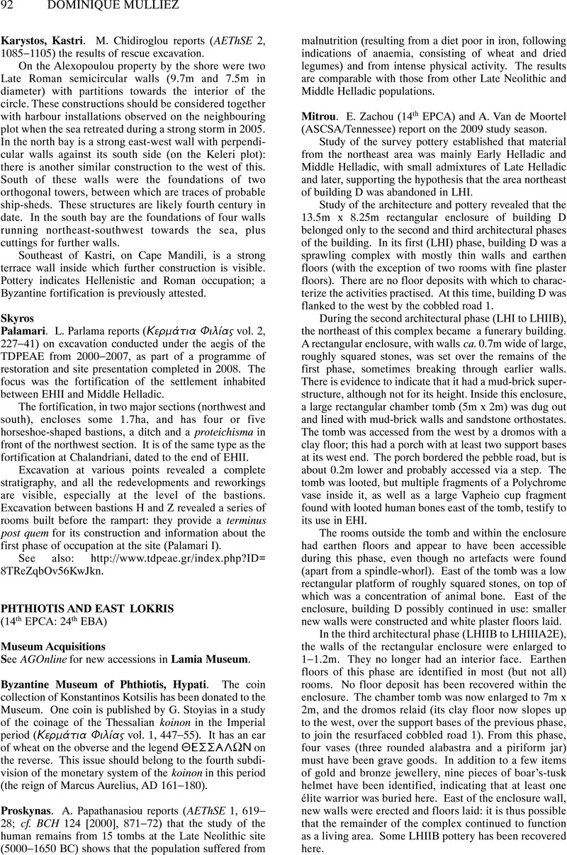 Phthiotis and East Lokris | Archaeological Reports | Cambridge Core