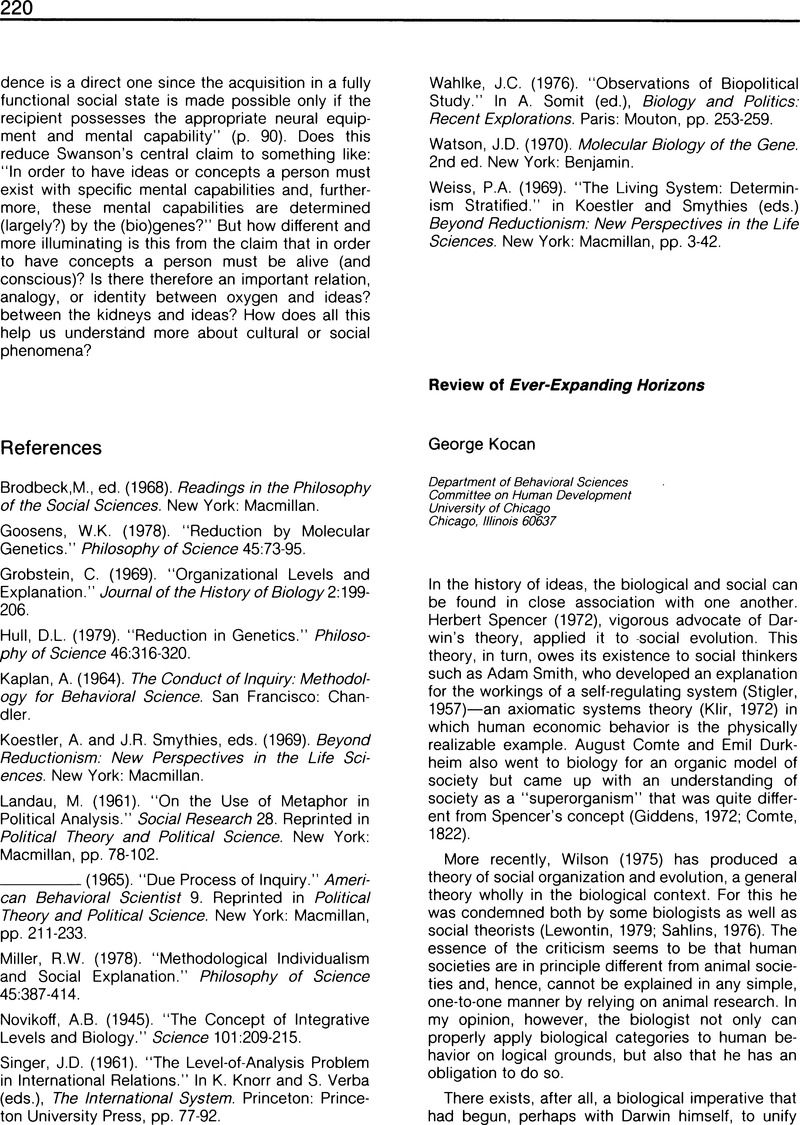 Review of Ever-Expanding Horizons | Politics and the Life Sciences ...