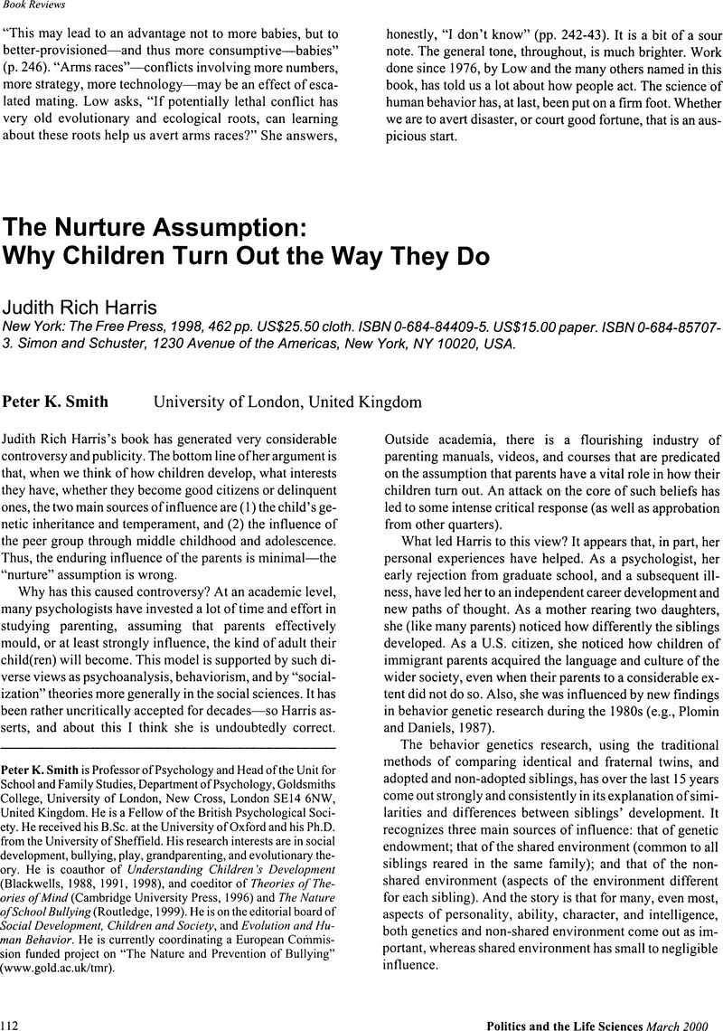 The Nurture Assumption: Why Children Turn Out the Way They Do - Judith ...