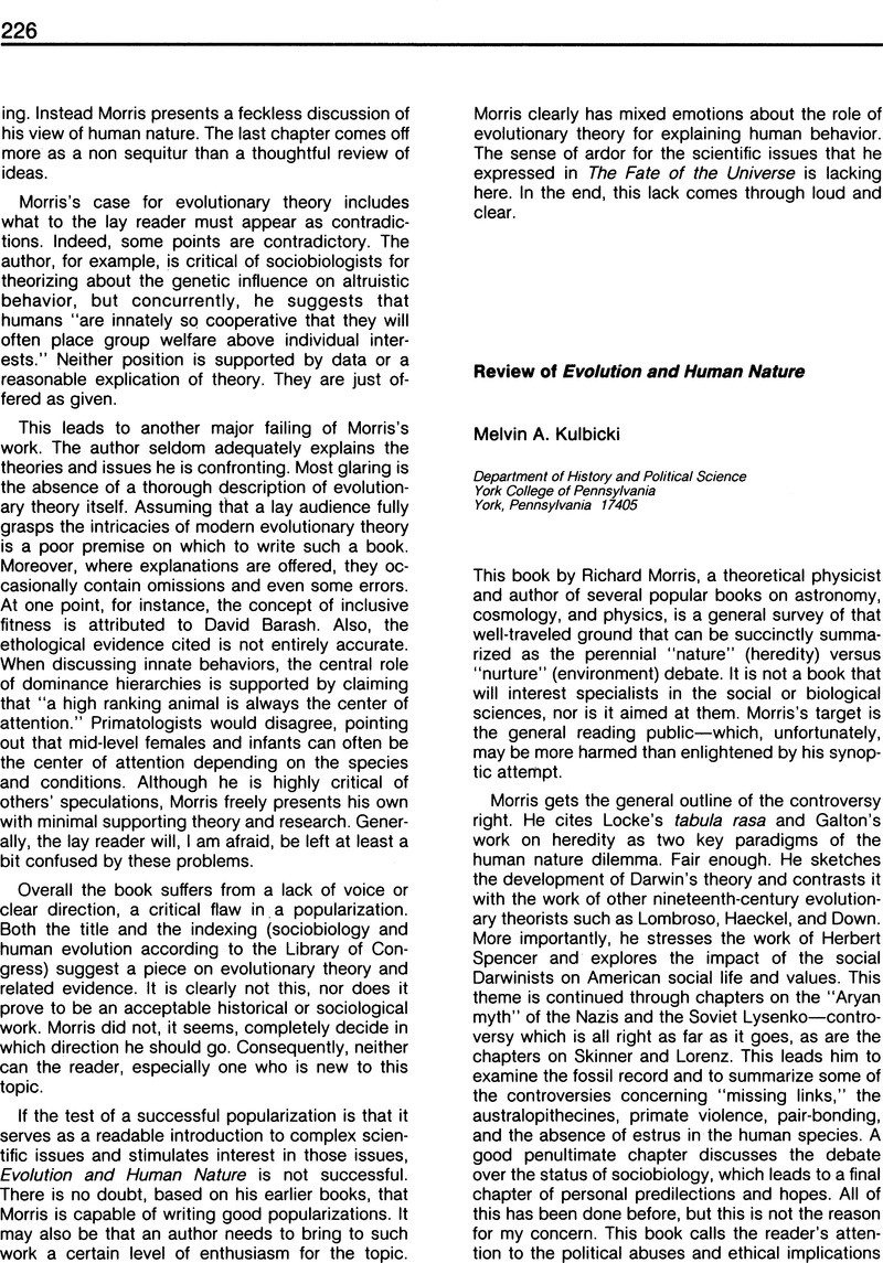 Review of Evolution and Human Nature | Politics and the Life Sciences ...